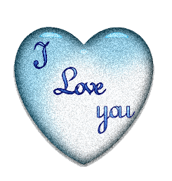 Blue Heart saying I Love You (in Glitter Text)