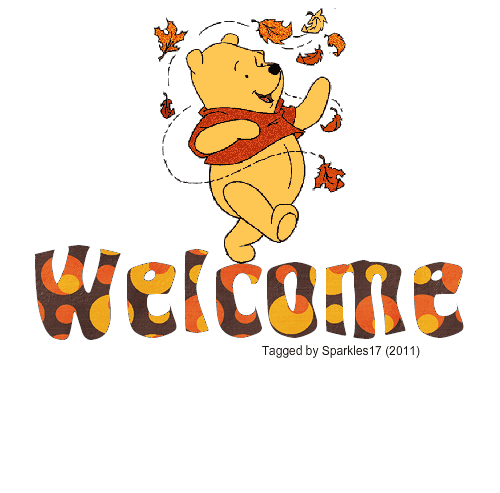 Winnie the Pooh - Welcome (in Glitter Text)