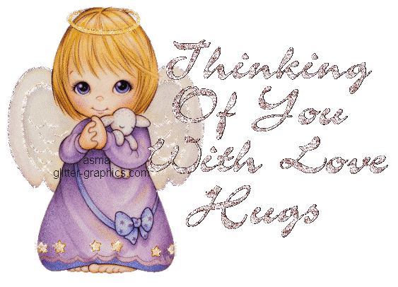 angel thinking of you with love (in Glitter Text)