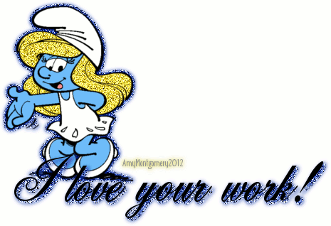 I love your work! (in Glitter Text)