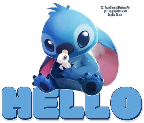 HELLO, DISNEY, STITCH, CUTE, GREETINGS (in Glitter Text)
