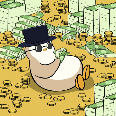penguin with money (in Animated GIFs)
