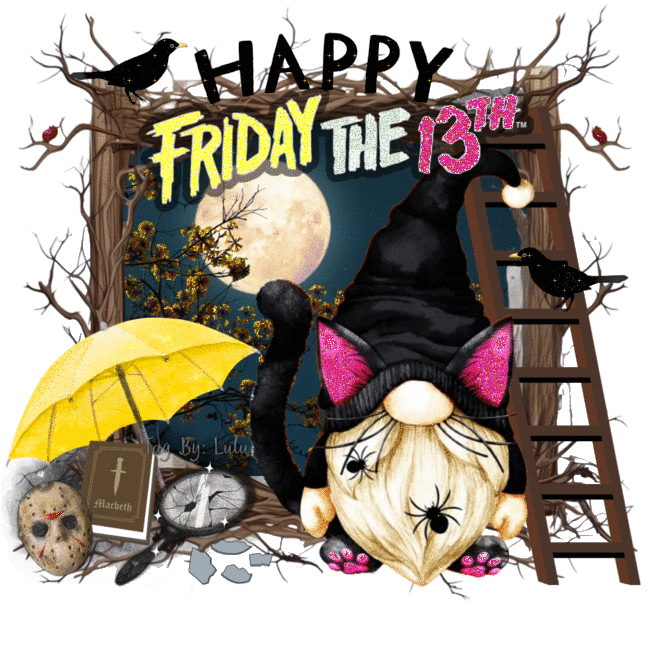 Gnome Happy Friday the 13th Black Cat (in Seasonal)