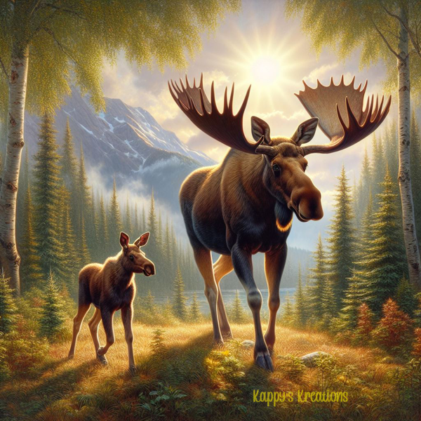 Moose and baby (in Clipart)