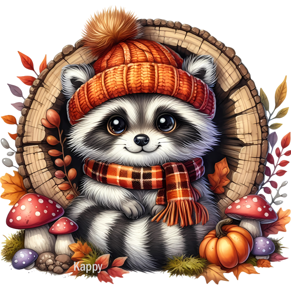 Raccoon in Autumn (in Clipart)