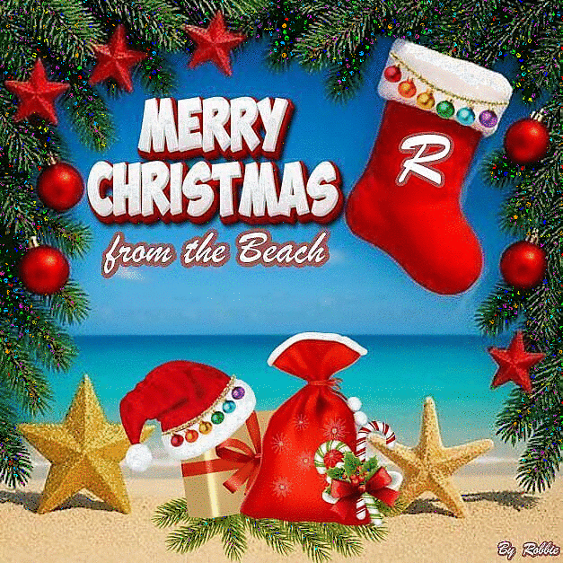 Robbie - Merry Christmas from the Beach (in Glitter Text)