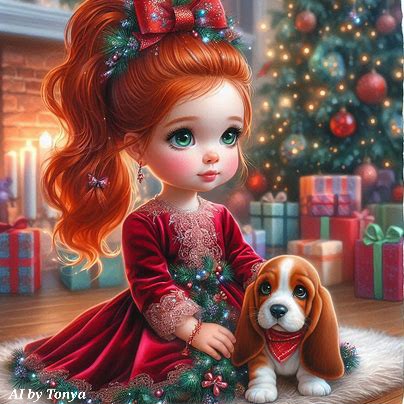 Christmas morning surprise girl (in AI Art)