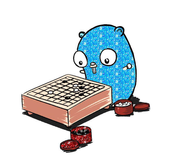 Gopher playing Go or Baduk (in Animated GIFs)